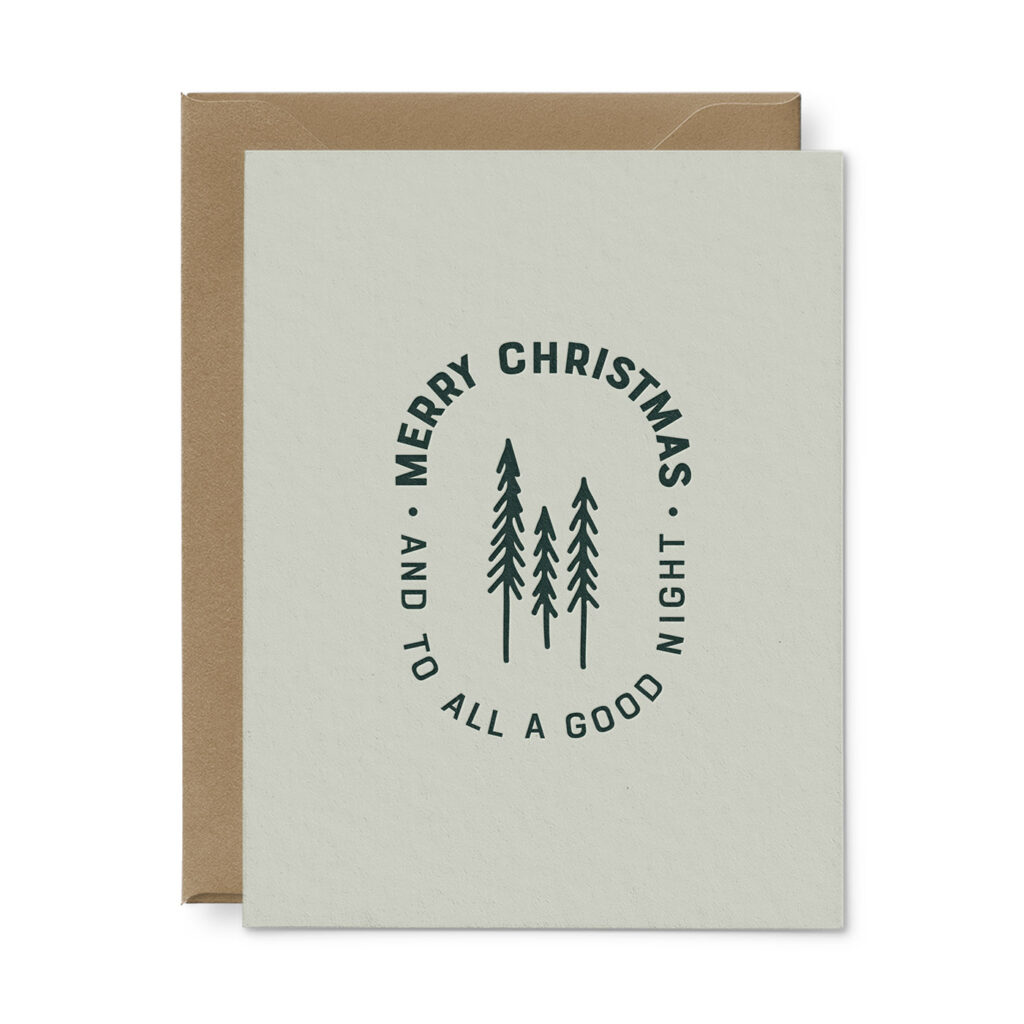 Merry Christmas With Trees Greeting Card - Ruff House Print Shop