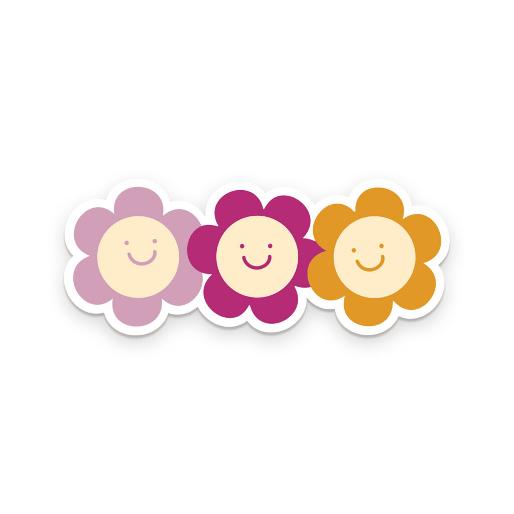 Smiling Flowers Sticker - Ruff House Print Shop